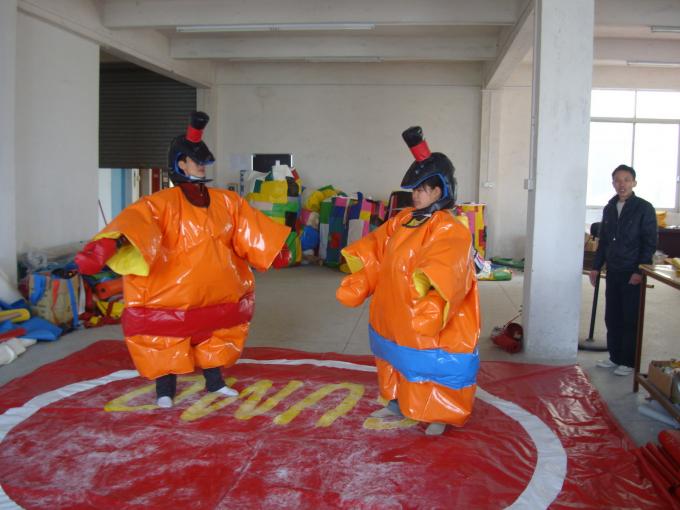 Inflatable Amusement Park With Hero Green And Black Sumo Suit For Ring ...