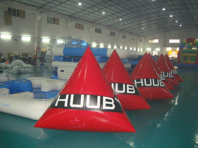 Red Inflatable Swimming Buoy In Pyramid Shape for Ocean or Lake Advertising